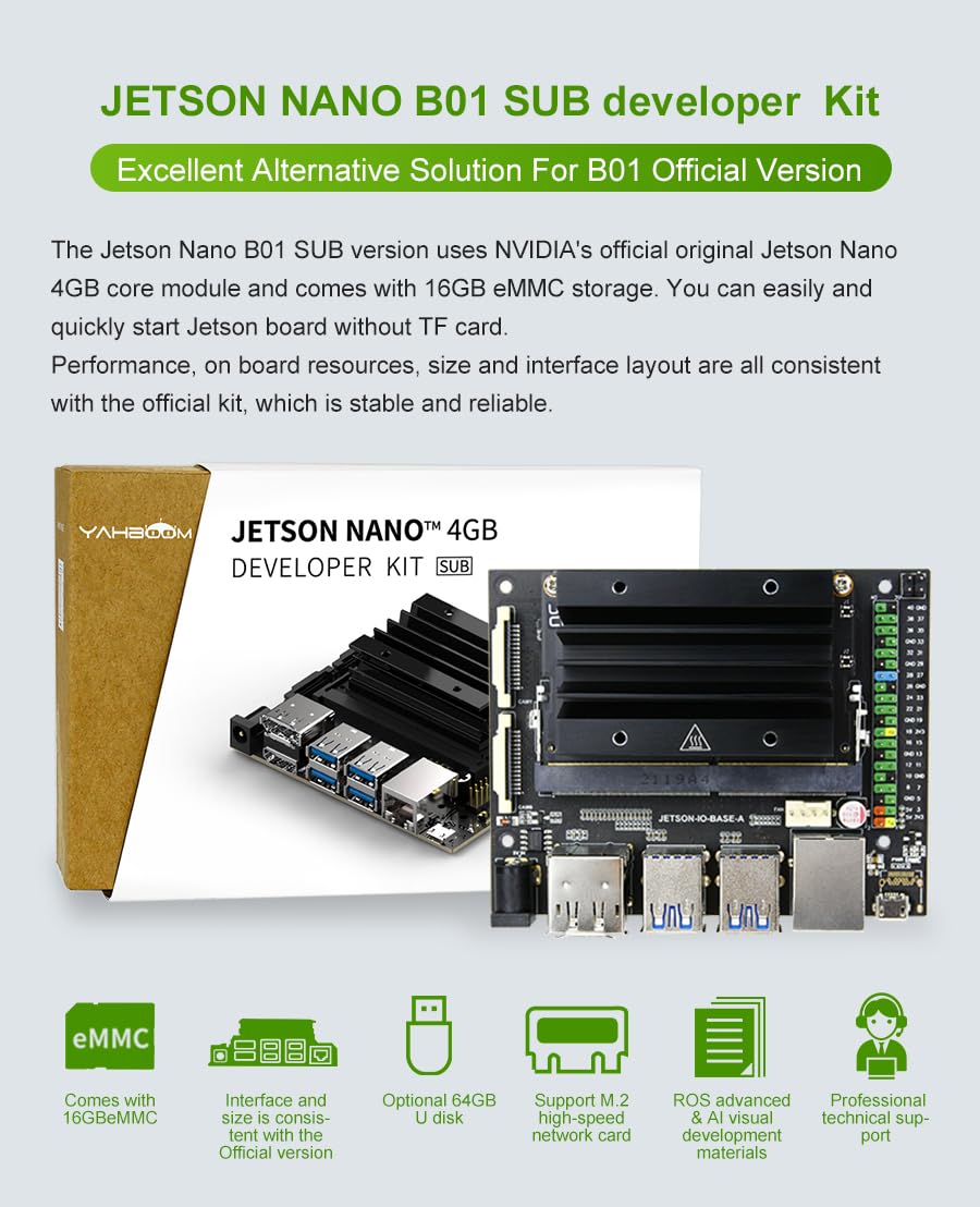 Jetson Nano B01 4GB SUB Development Kit Official Board for AI and Robotics Yahboom Provide ROS Programming Courses