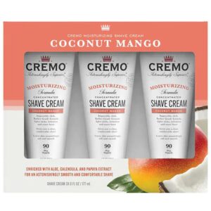 cremo moisturizing coconut mango shave cream, 6 fl oz, 3-pack