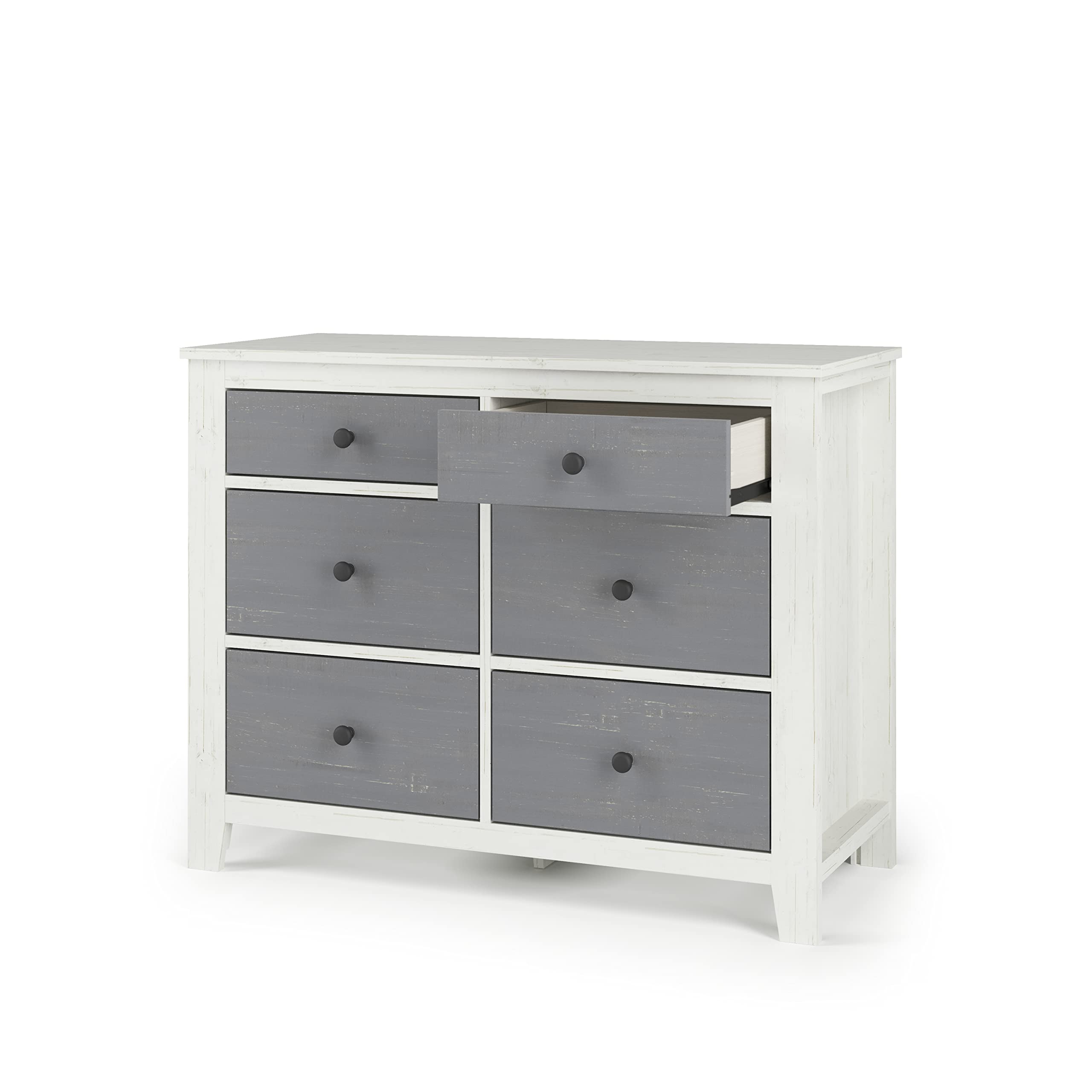 Child Craft Ocean Grove 6 Drawer Dresser for Nursery or Bedroom, Plenty of Storage, Anti-Tip Kit Included to Prevent Tipping, Non-Toxic, Baby Safe Finish (White/Gray)