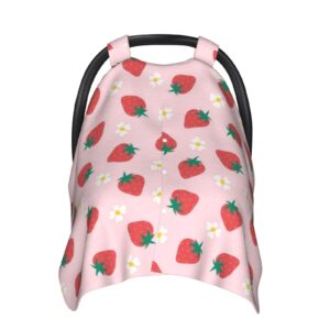 kiuloam strawberry flowers baby car seat canopy, nursing cover for mom breastfeeding scarf, infant car seat cover/multiuse baby stroller covers for babies boys girls