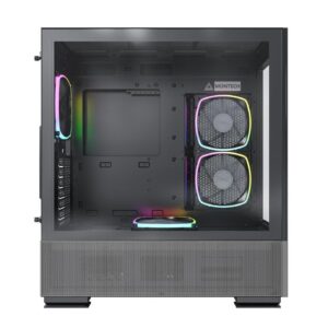 Montech Sky Two, Dual Tempered Glass, 4X PWM ARGB Fans Pre-Installed, ATX Gaming Mid Tower Computer Case, Type C, High Airflow Performance- Black