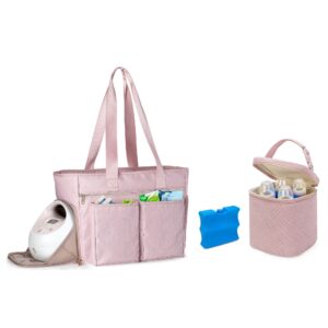 fasrom pump carrying bag bundle with breastmilk cooler bag fits 4 large baby bottles up to 9 ounce