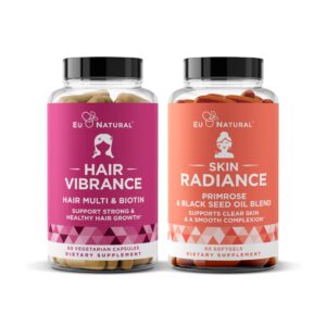 eu natural vibrance bundle with radiance - beauty bundle for healthier hair growth, stronger nails, glowing skin