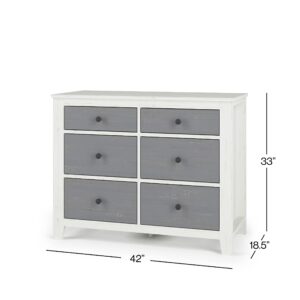 Child Craft Ocean Grove 6 Drawer Dresser for Nursery or Bedroom, Plenty of Storage, Anti-Tip Kit Included to Prevent Tipping, Non-Toxic, Baby Safe Finish (White/Gray)