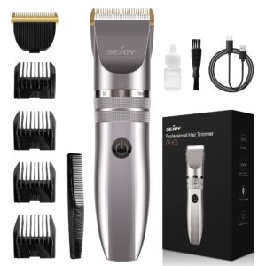 sejoy hair clippers for men, cordless hair trimmer zero gapped clippers for men women kids barbers kit for household rechargeable