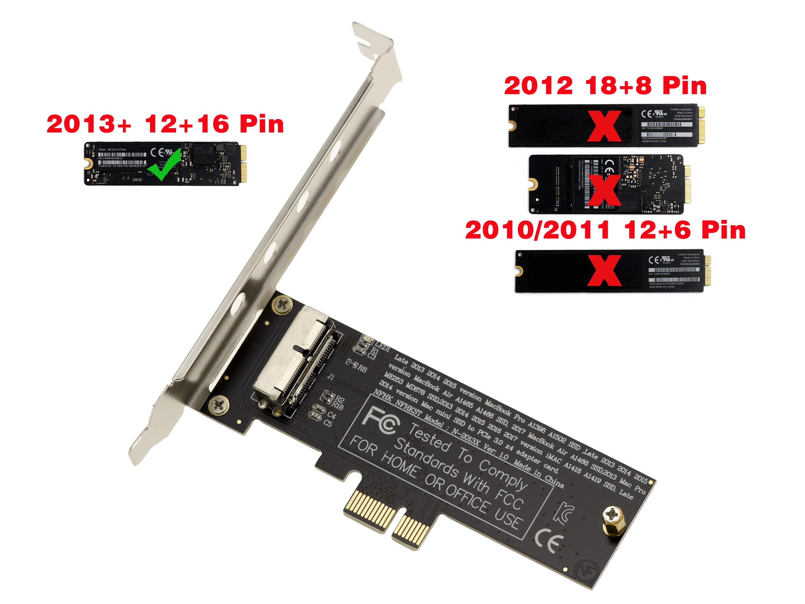 KALEA-INFORMATIQUE PCIe Controller Card Compatible for Mac 2013 SSD and Plus in 28 pin 12+16 Pins - PCI Express x4