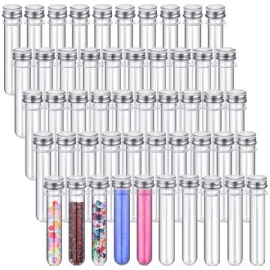 45ml plastic test tubes transparent clear bath salt tubes 25x140mm cylindrical aluminum lid plastic vials for candy spice dried flower storage container decor house scientific experiment(120 pcs)