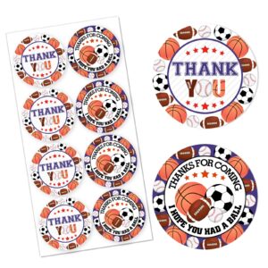 sursurprise sports stickers all star thank you circle labels sports themed birthday party favors 2 inch 48 pack