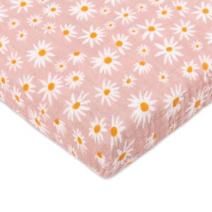 babyletto 100% organic cotton all-stages midi crib sheet, gots-certified, fitted 360°, ultra-soft and breathable muslin - daisy