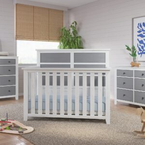 Child Craft Ocean Grove 6 Drawer Dresser for Nursery or Bedroom, Plenty of Storage, Anti-Tip Kit Included to Prevent Tipping, Non-Toxic, Baby Safe Finish (White/Gray)