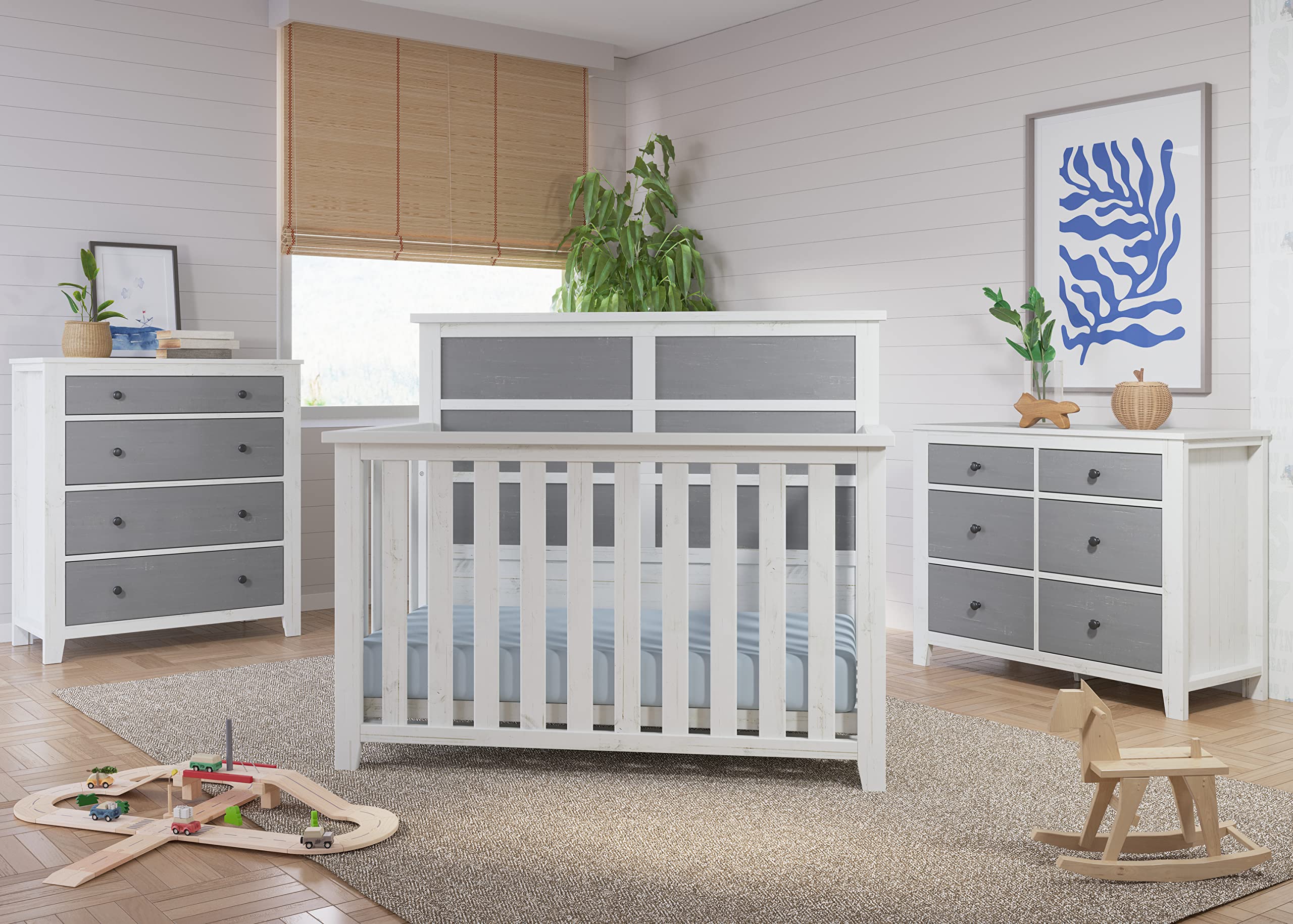 Child Craft Ocean Grove 6 Drawer Dresser for Nursery or Bedroom, Plenty of Storage, Anti-Tip Kit Included to Prevent Tipping, Non-Toxic, Baby Safe Finish (White/Gray)