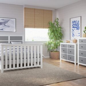 Child Craft Ocean Grove 6 Drawer Dresser for Nursery or Bedroom, Plenty of Storage, Anti-Tip Kit Included to Prevent Tipping, Non-Toxic, Baby Safe Finish (White/Gray)