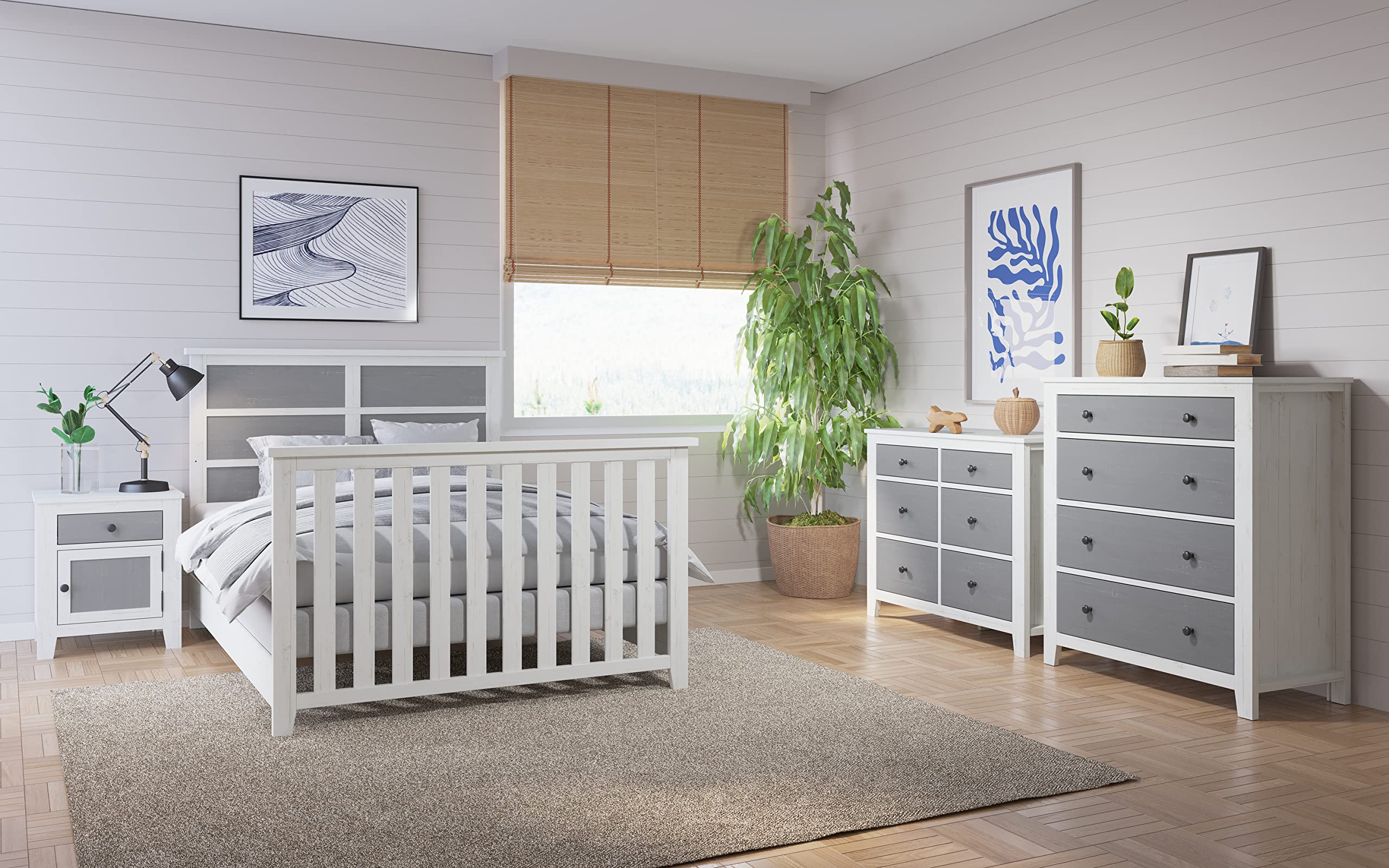 Child Craft Ocean Grove 6 Drawer Dresser for Nursery or Bedroom, Plenty of Storage, Anti-Tip Kit Included to Prevent Tipping, Non-Toxic, Baby Safe Finish (White/Gray)