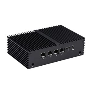 Peojek Mini Pc Barebones PC Pe6412L4 Intel Celeron J6412, Up to 2.6Ghz Barebones 4 LAN, M.2 for 5G, Router Firewall Proxy WiFi Access Point Small Business Desktop Home Firewall Device