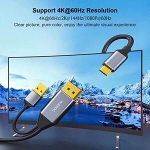 WJESOG DisplayPort to USB C Cable 6.6ft 4K@60Hz with USB Cable Adapter,DP Male to Type-C Male Converter Support Touch with Nreal Air VR, MacBook Pro/Air 2020/2018, iPad Pro/Air, XPS