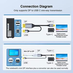 WJESOG DisplayPort to USB C Cable 6.6ft 4K@60Hz with USB Cable Adapter,DP Male to Type-C Male Converter Support Touch with Nreal Air VR, MacBook Pro/Air 2020/2018, iPad Pro/Air, XPS