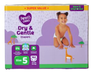 parent's choice diapers, dry & gentle diapers size 5 - super value 162 count