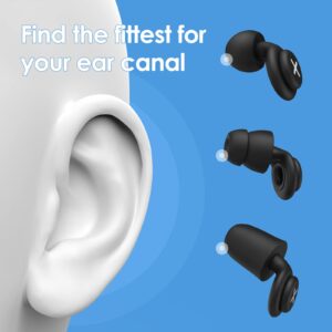 Beszeith Soft Foam Ear Plugs for Noise Reduction, Silicone Reusable Ear Plugs for Sleeping Noise Cancelling, Hearing Protection for Work, Concerts, Motorcycle, Snoring(Black)