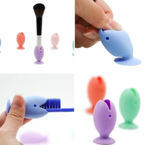 Cute Standing Tooth Brush Cover Cap Stand, Toothbrush Holder with Suction Cup, Portable Travel Toothbrush Head Cover Protector, Cute Fish Shape Silicone Suction Cup Toothbrush Holder. (6 PCS)