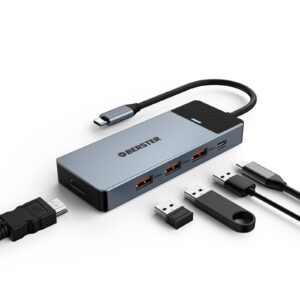 5 in 1 usb c hub 3.2 gen 2 10 gbit/s, usb c adapter with 4k@60hz hdmi + 3*usb 3.2 gen 2 +100w pd, multiport usb 3.2 hub for macbook, mac pro, mac mini, imac, surface pro, xps, pc, flash drive