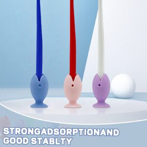 Cute Standing Tooth Brush Cover Cap Stand, Toothbrush Holder with Suction Cup, Portable Travel Toothbrush Head Cover Protector, Cute Fish Shape Silicone Suction Cup Toothbrush Holder. (6 PCS)