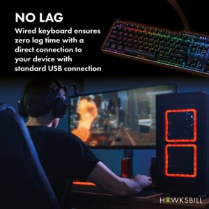 Hawksbill Scorpion V1 Wired Mechanical Gaming Keyboard – Tactile & Clicky – Brilliant RGB Lighting Compact Form Factor Customizable Keys & Multimedia Function 104 Keys