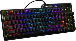 hawksbill scorpion v1 wired mechanical gaming keyboard – tactile & clicky – brilliant rgb lighting compact form factor customizable keys & multimedia function 104 keys