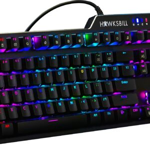 Hawksbill Scorpion V1 Wired Mechanical Gaming Keyboard – Tactile & Clicky – Brilliant RGB Lighting Compact Form Factor Customizable Keys & Multimedia Function 104 Keys