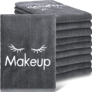 20 pcs makeup remover washcloths 13 x 13 inches microfiber makeup towels bulk absorbent face towels reusable soft cotton makeup face cloths with makeup embroidery for women gifts (grey)