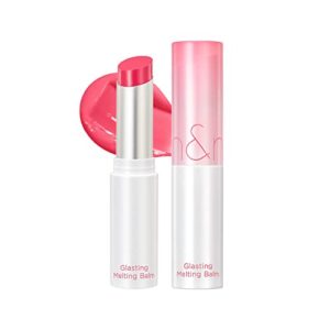 rom&nd glasting melting balm 3.5g, 02 lovey pink, glossy, pump lips, moisture, translucent, water bomb, high pigmented, vegan 0.16 ounce