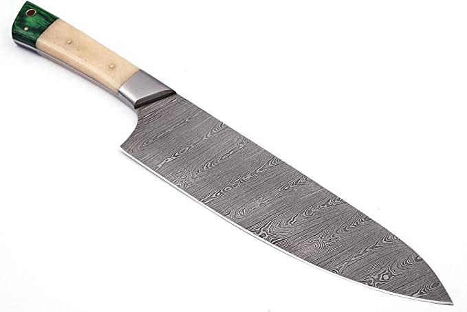 Handmade Damascus Chef Knife Best 8-inch Chefs Knife Ultra Sharp, Professional Damascus Steel Knives Choice for Kitchen & Restaurant, Twist Pattern Damascus Kitchen Knife With Bone Handle (20002)