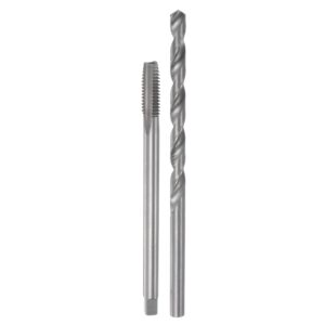 uxcell tap & bit sets, 3/8-16 unc h2 straight flute machine thread milling tap extra long, 8mm high speed steel (hss) twist drill bit