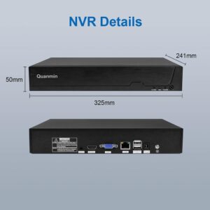 Quanmin 8CH 5MP NVR with 500GB HDD Network Video Recorder 25ft Night Vision,Supports 8CH 5MP/4MP/3MP/1080P/720P IP Camera,H.265+,HDMI,VGA Output,P2P,APP Remote Access for Security CCTV Camera Systems