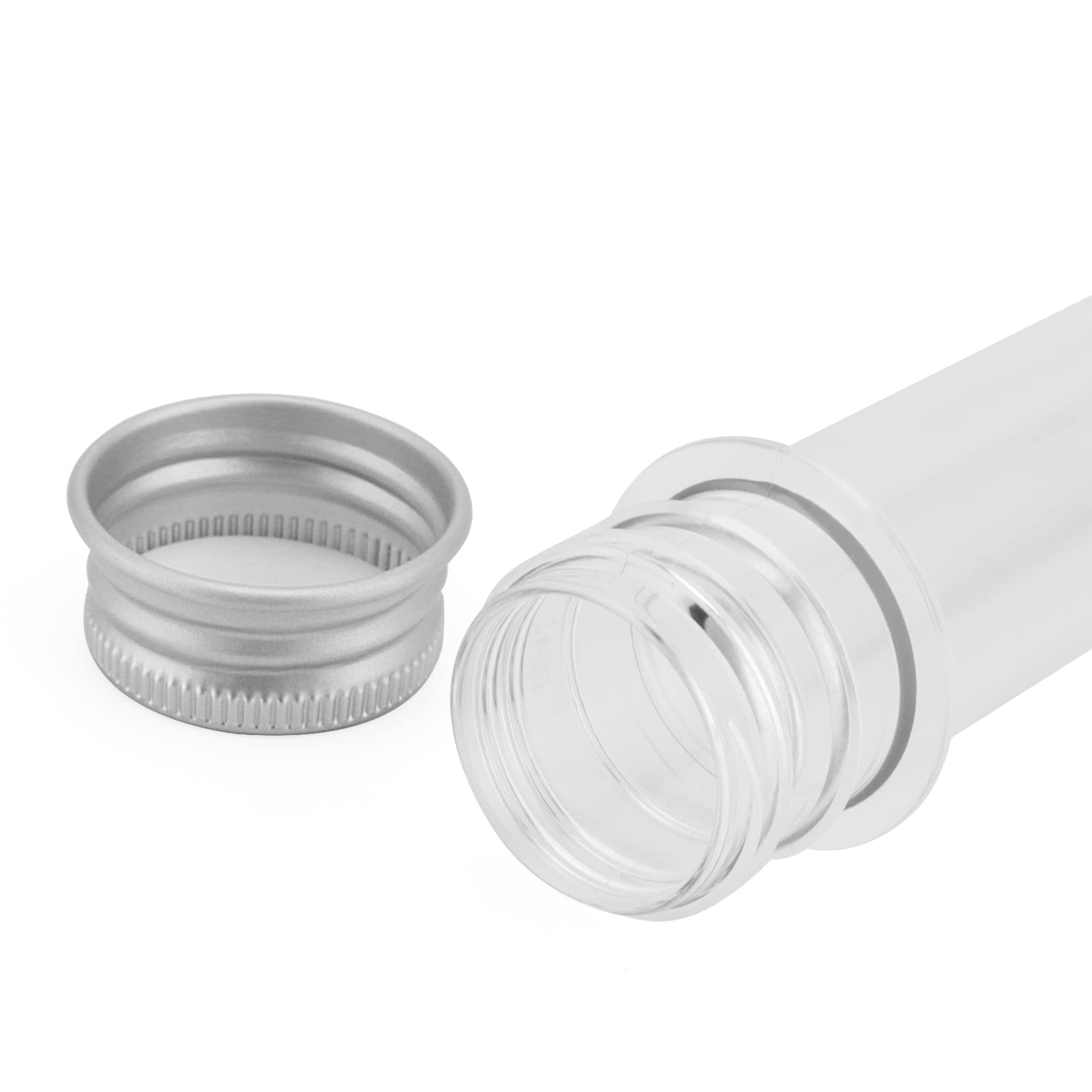 LEXININ 60 PCS 40ml Clear Plastic Test Tubes with Lid, 140 x 25mm Test Tubes with Sliver Screw Caps