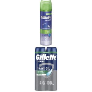 gillette series 3x action shave gel, sensitive, 3 pack (7 ounce each)