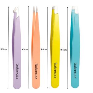 Sukmazz Tweezers for Eyebrows,Eyebrow Tweezers Set for Ingrown Hair Removal Eyelash Extension Eyebrows Plucking Tweezers