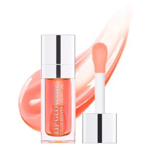 hydrating lip glow oil, moisturizing lip gloss, plumping lip oil, non-sticky long lasting lip oil gloss, transparent lip oil tinted, reduce lip lines (pink(#001))