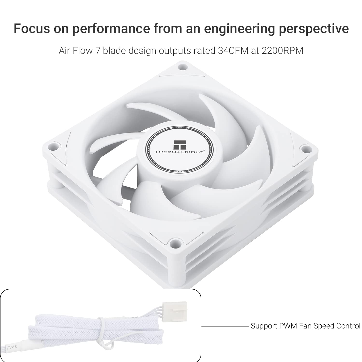 Thermalright TL-B8W CPU Fan Computer Case Fan Quiet 4pin PWM PC Fan, 80mm Silent Cooler Fan, 2200RPM Speed, CPU Cooling Fan(White)