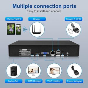 Quanmin 8CH 5MP NVR with 500GB HDD Network Video Recorder 25ft Night Vision,Supports 8CH 5MP/4MP/3MP/1080P/720P IP Camera,H.265+,HDMI,VGA Output,P2P,APP Remote Access for Security CCTV Camera Systems