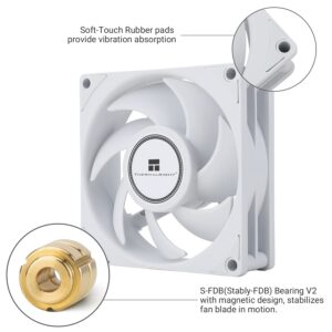 Thermalright TL-B8W CPU Fan Computer Case Fan Quiet 4pin PWM PC Fan, 80mm Silent Cooler Fan, 2200RPM Speed, CPU Cooling Fan(White)