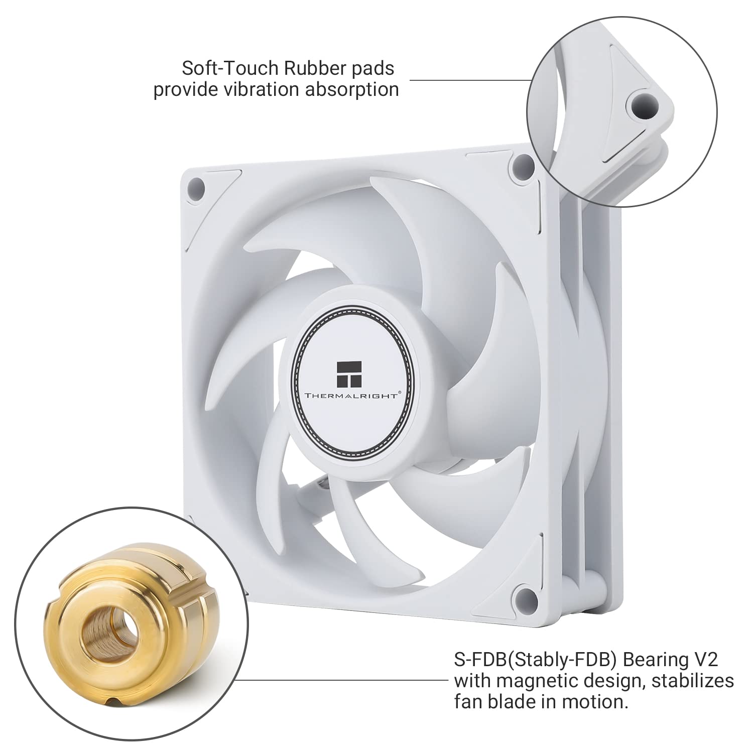 Thermalright TL-B8W CPU Fan Computer Case Fan Quiet 4pin PWM PC Fan, 80mm Silent Cooler Fan, 2200RPM Speed, CPU Cooling Fan(White)