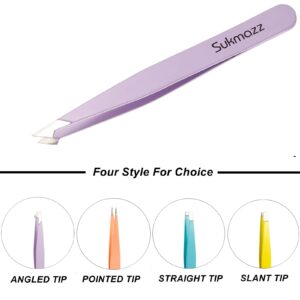 Sukmazz Tweezers for Eyebrows,Eyebrow Tweezers Set for Ingrown Hair Removal Eyelash Extension Eyebrows Plucking Tweezers