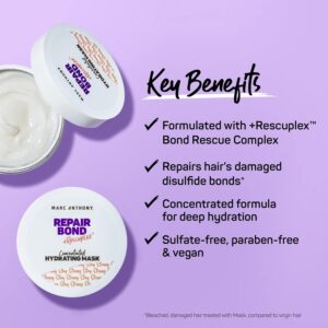 Marc Anthony Repairing Hair Mask, Repair Bond +Rescuplex - Repairs, Strengthens & Maintains Bonds within Hair - Eliminates Frizz, Flyaways & Reduce Breakage - Dry & Damaged Hair Professional Treatment