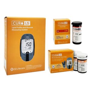 curofit convenient health monitoring with l5 total cholesterol & glucose home test kit - compact and portable, comprehensive kit, instant results, easy to use, and accurate readings