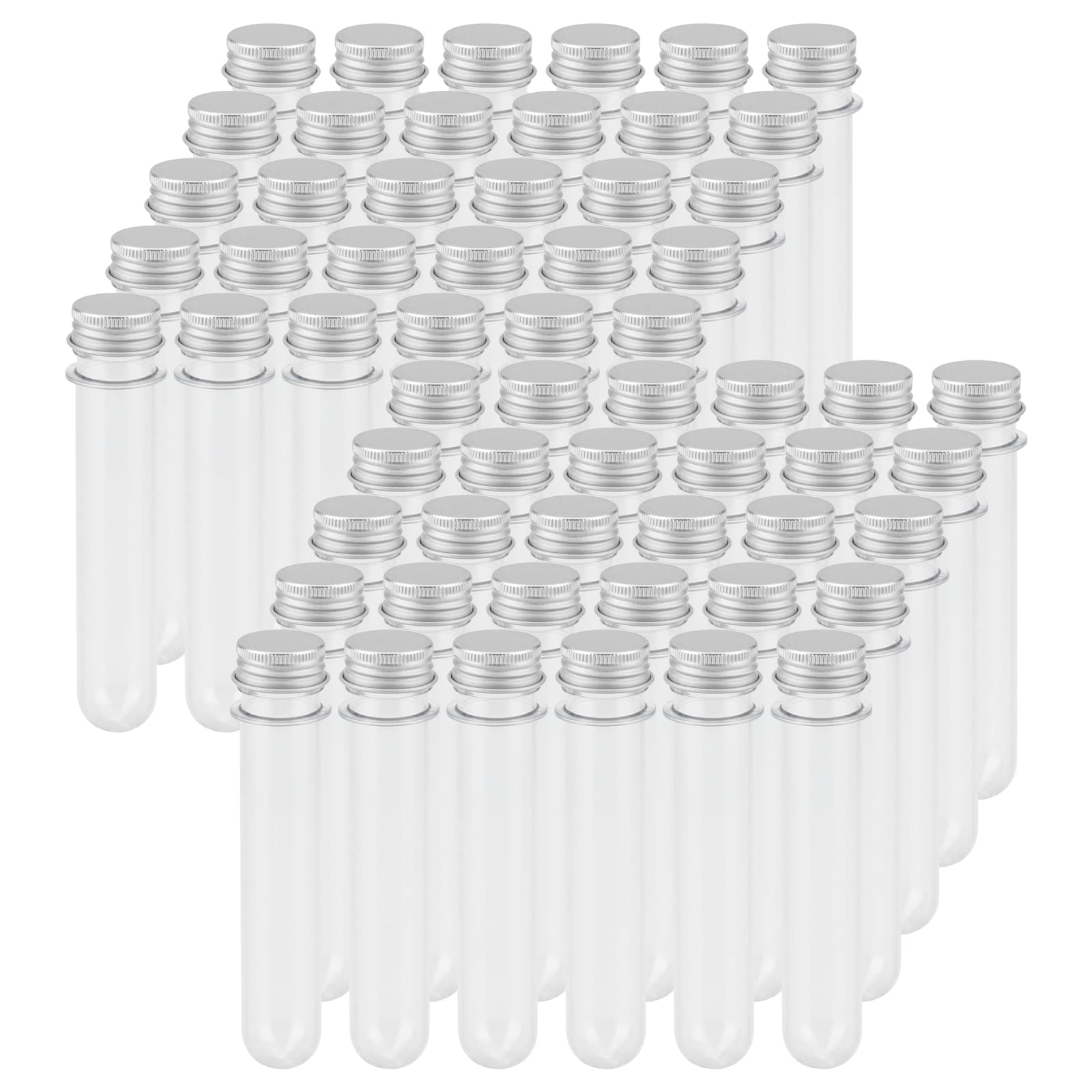 LEXININ 60 PCS 40ml Clear Plastic Test Tubes with Lid, 140 x 25mm Test Tubes with Sliver Screw Caps