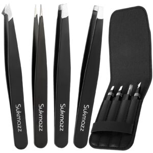 sukmazz tweezers for eyebrows,eyebrow tweezers set for ingrown hair removal eyelash extension eyebrows plucking tweezers