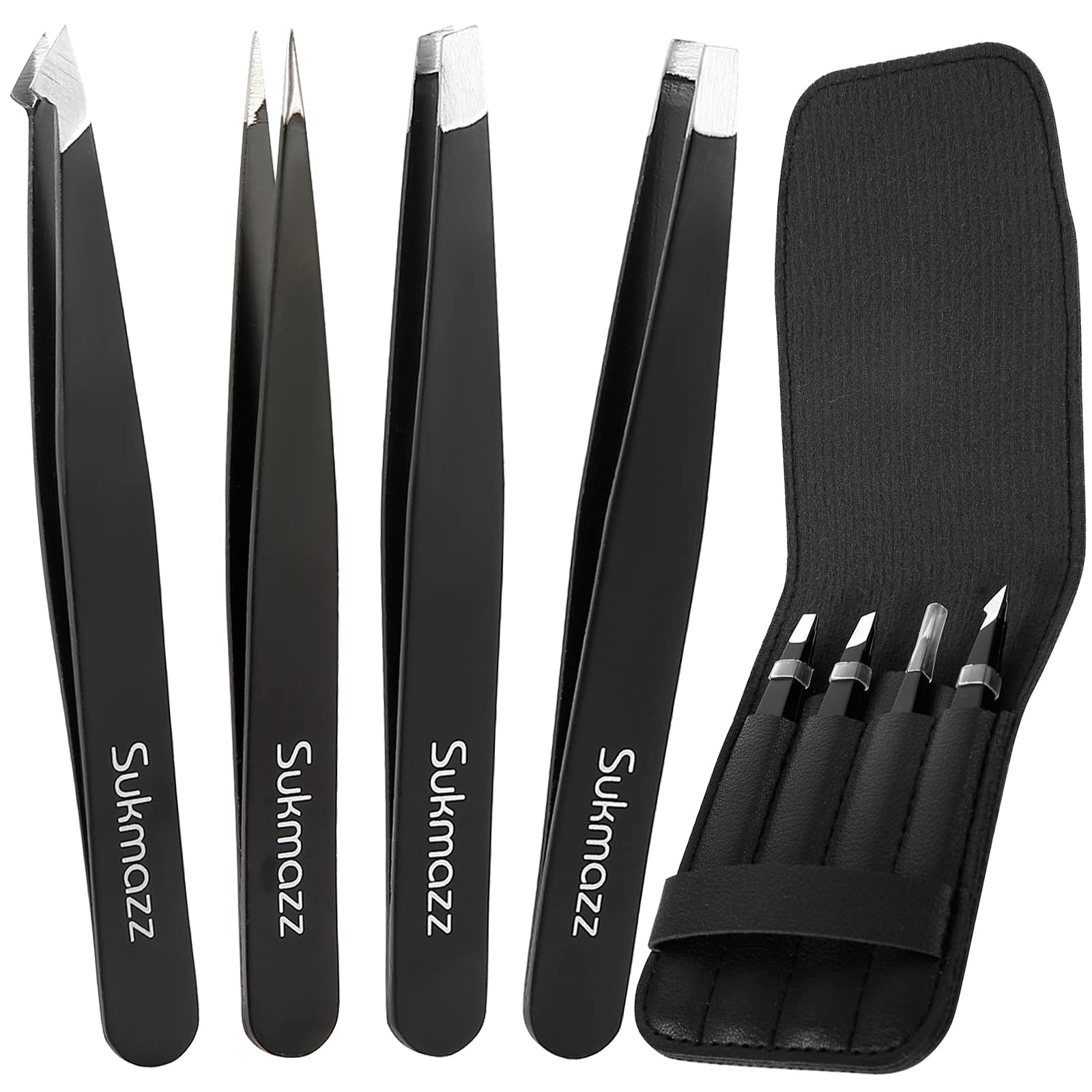 Sukmazz Tweezers for Eyebrows,Eyebrow Tweezers Set for Ingrown Hair Removal Eyelash Extension Eyebrows Plucking Tweezers