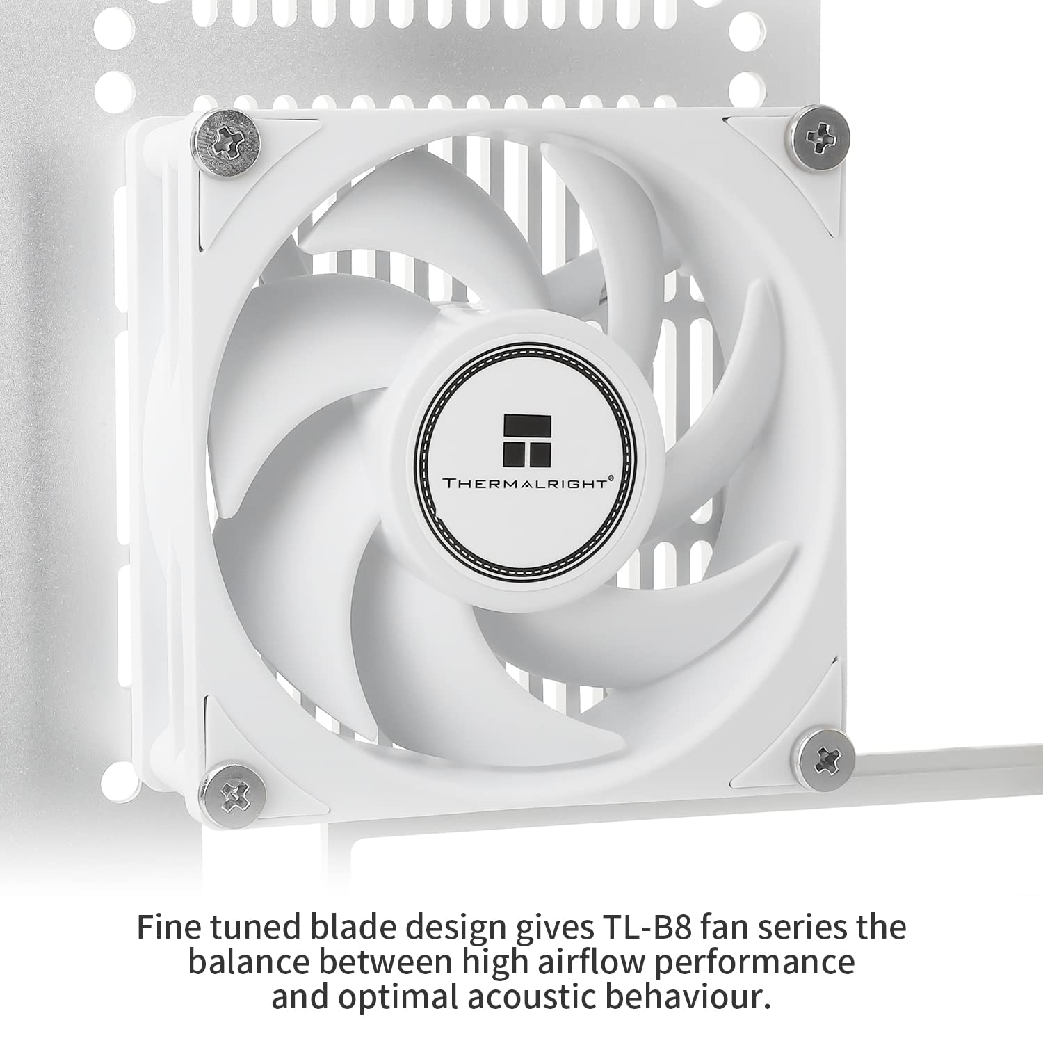 Thermalright TL-B8W CPU Fan Computer Case Fan Quiet 4pin PWM PC Fan, 80mm Silent Cooler Fan, 2200RPM Speed, CPU Cooling Fan(White)