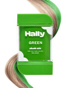 hally hair temporary hair color, shade stix (green) - 12 ml washable hair chalk for kids, teens & adults - one day pop of color hair dye for festivals, sporting events & parties, all hair types