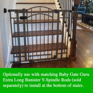 Baby Gate Guru Extra Long M8 (8mm) Spindle Rods + Small Wall Protectors Bundle (Black)